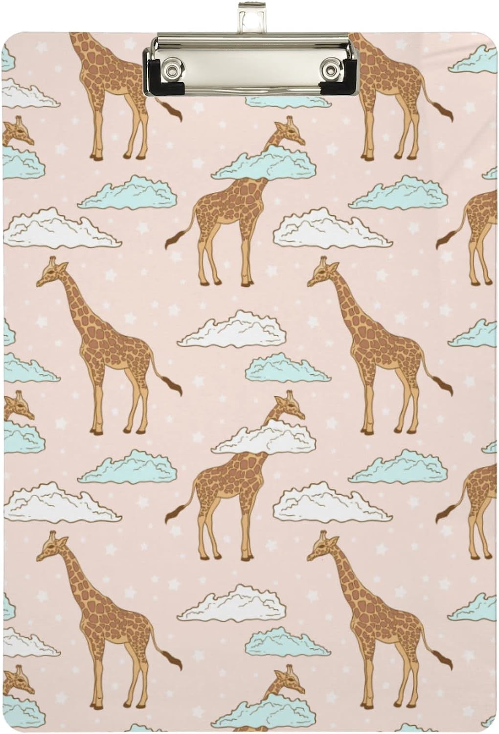 KXMDXA Cute Giraffes Clouds Clipboard Hardboard Wood Nursing Clip Board ...