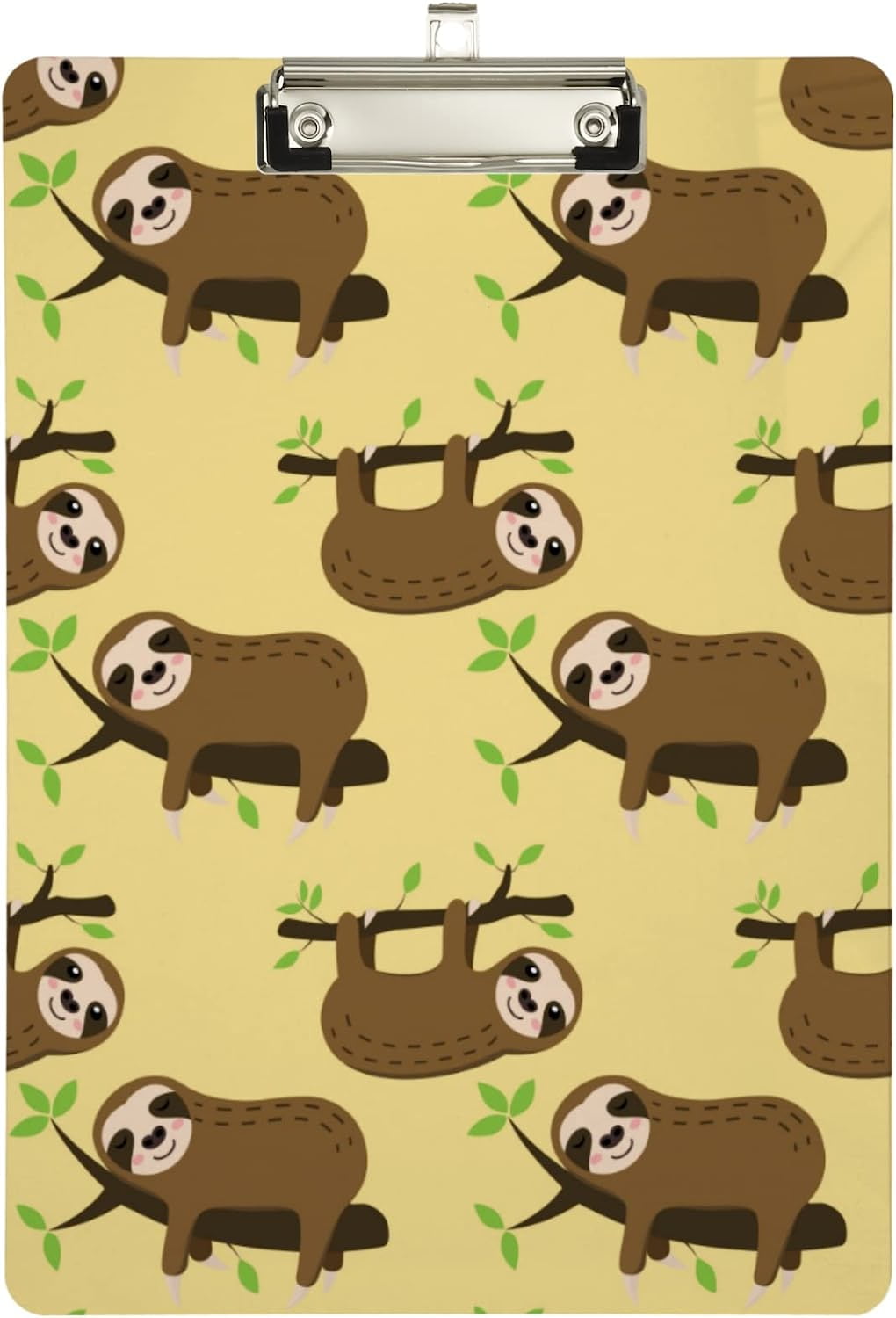 KXMDXA Cute Sloth Leaves Clipboard Hardboard Wood Nursing Clip Board ...