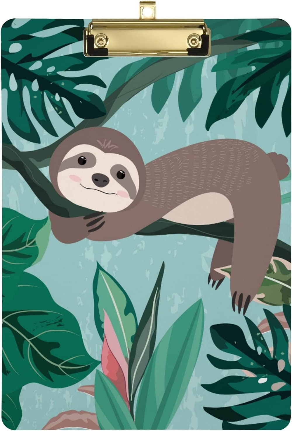 KXMDXA Cute Sloth Tropical Forest Clipboard Hardboard Wood Nursing Clip ...
