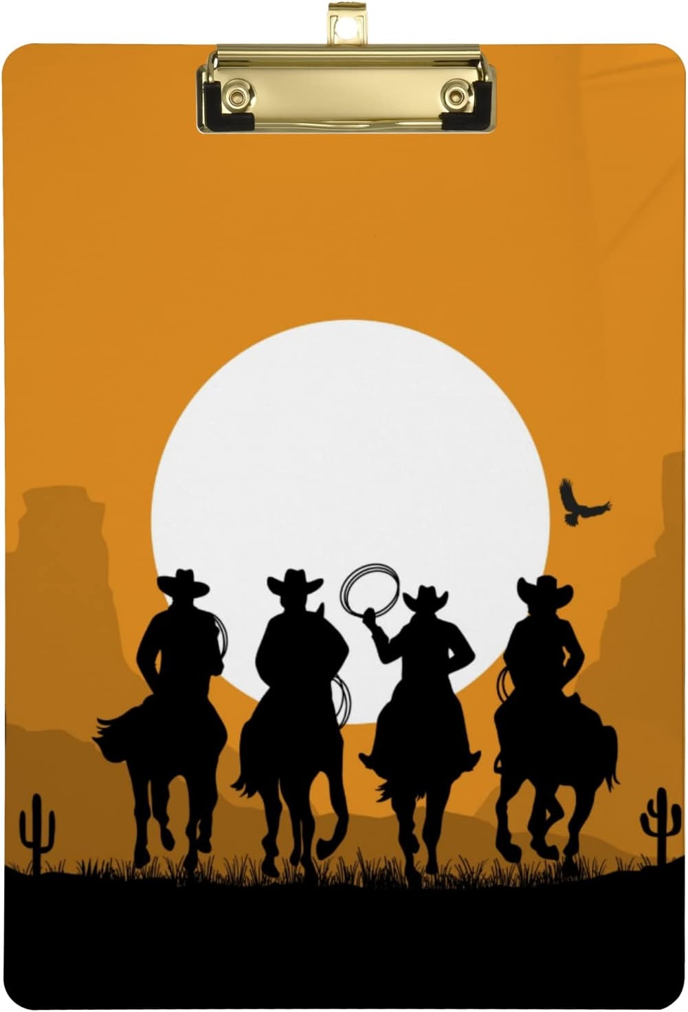 KXMDXA Desert Cowboy Silhouette Clipboard Hardboard Wood Nursing Clip ...