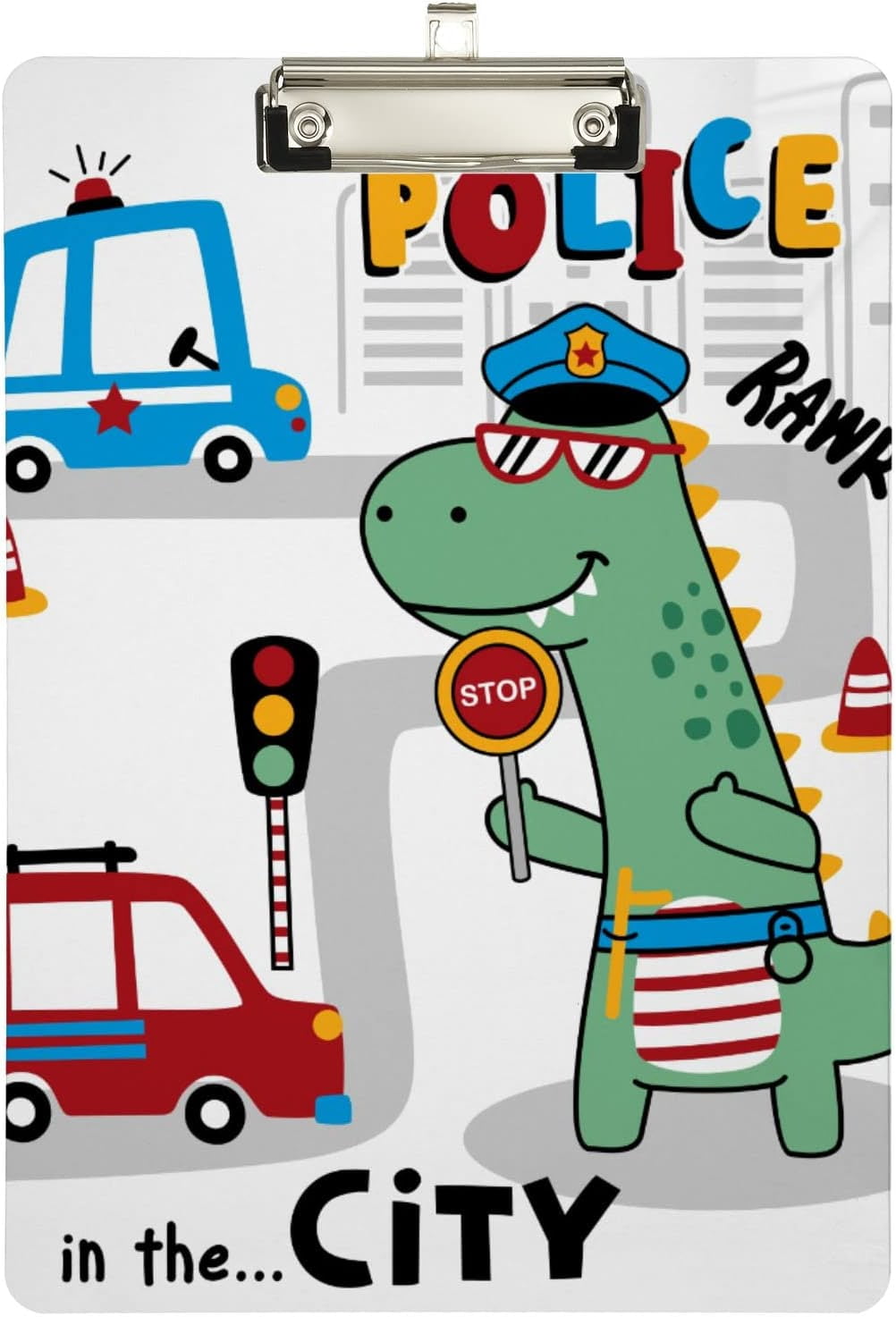 KXMDXA Dino City Police Clipboard Hardboard Wood Nursing Clip Board and ...