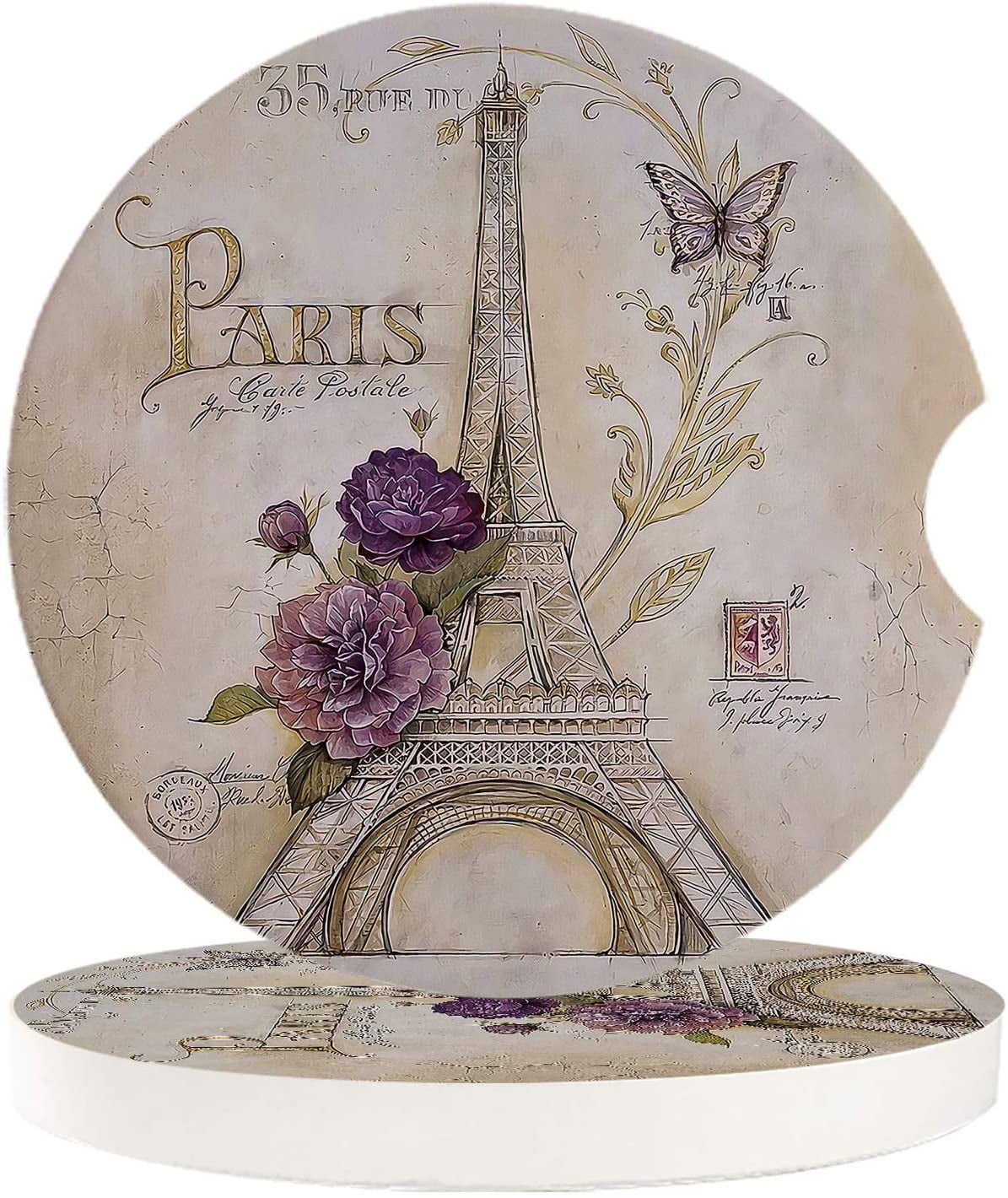 KXMDXA Eiffel Tower Rose Flower Butterfly French Retro Romantic Set of ...