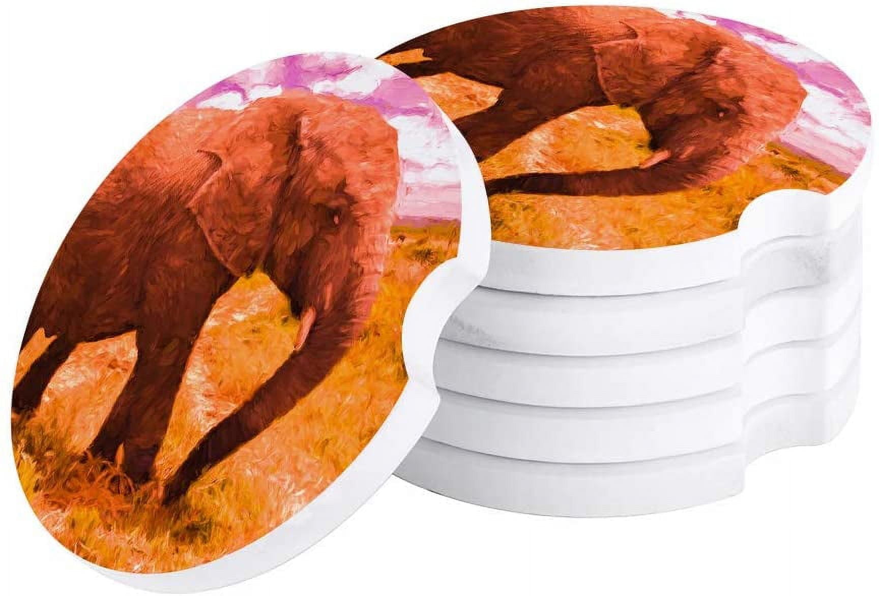 KXMDXA Elephant Walking on The Grassland Set of 2 Car Coaster for ...