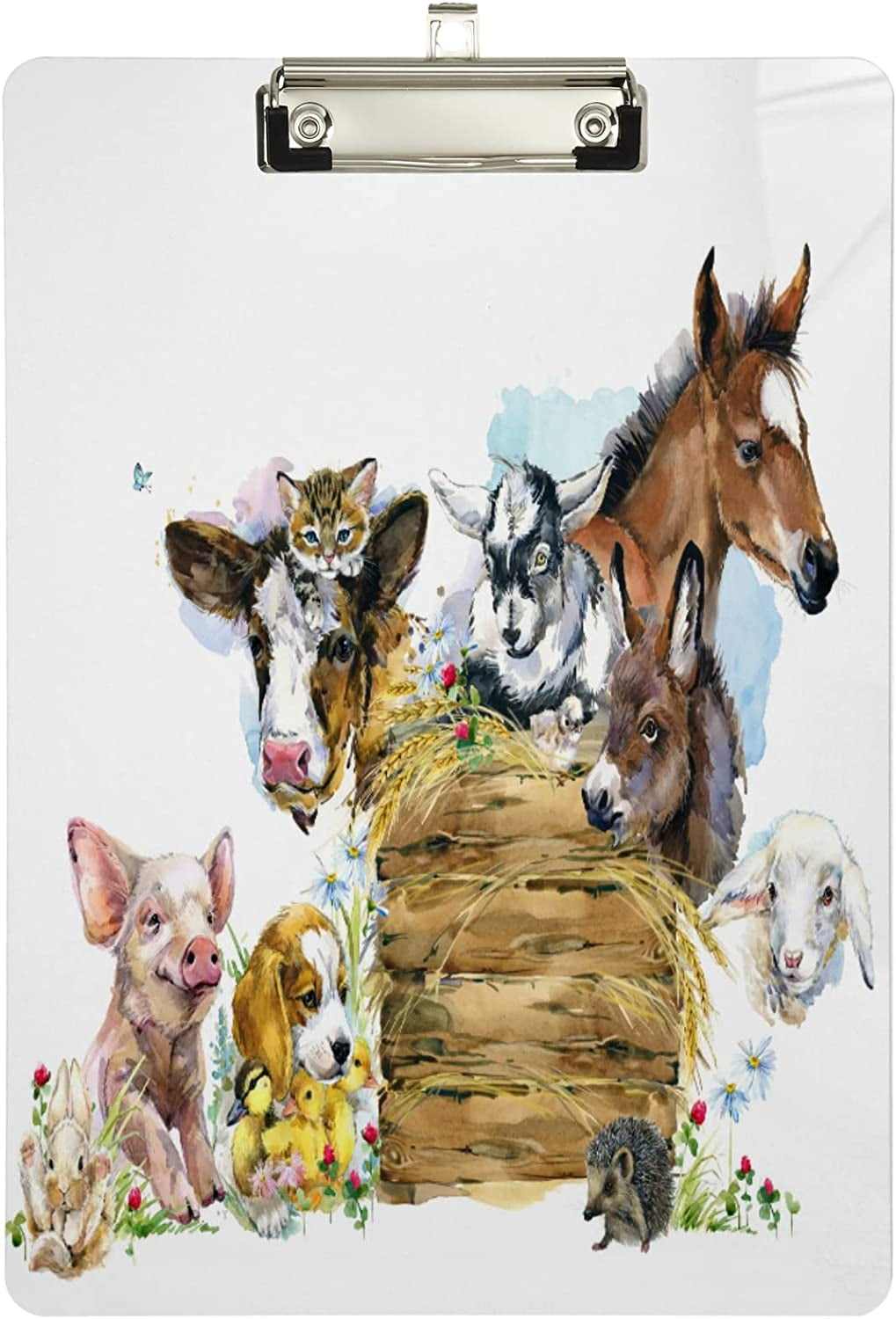 KXMDXA Farm Piggy Ducks Sheep Cat Clipboard Hardboard Wood Nursing Clip ...