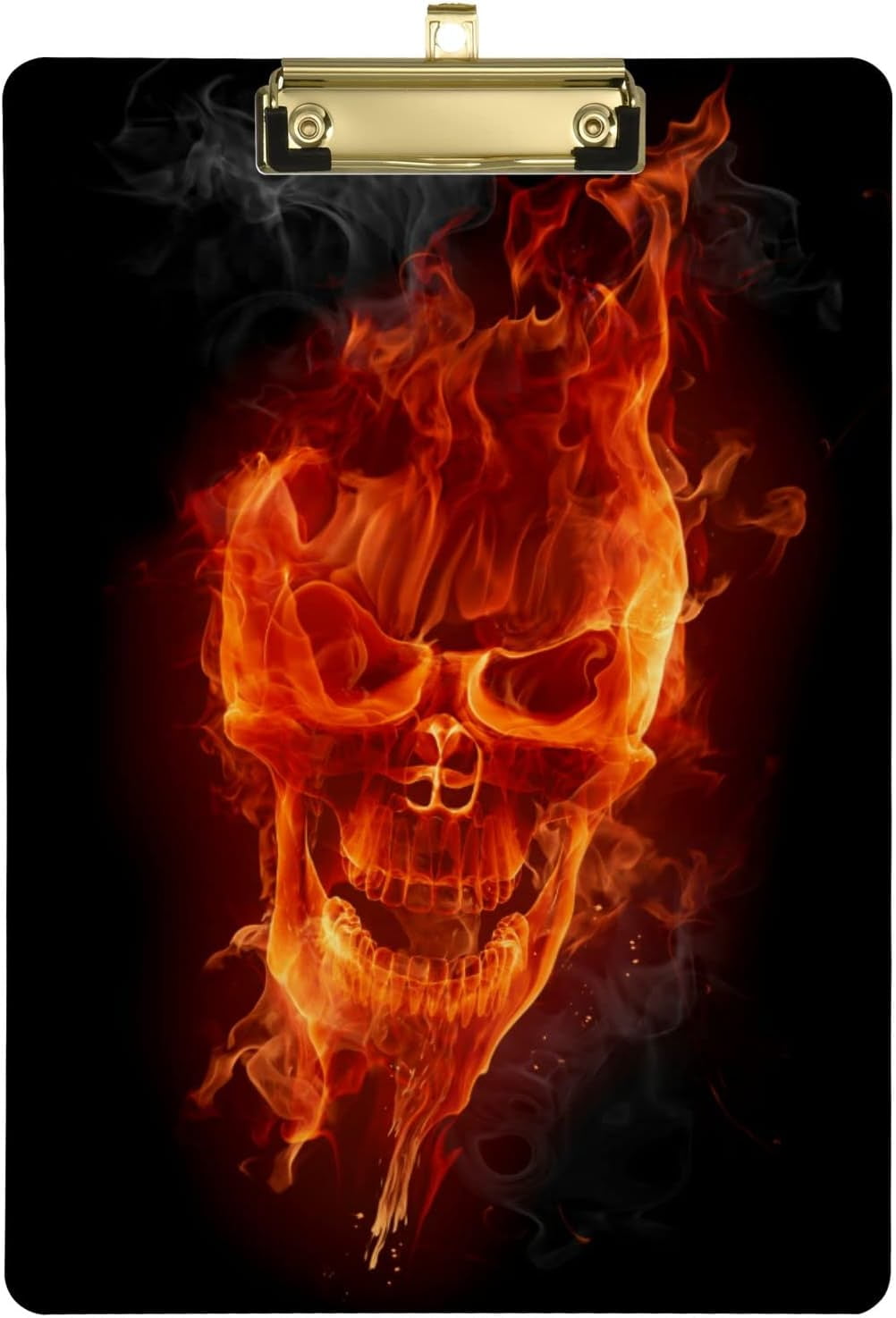 KXMDXA Fire Skull Clipboard Hardboard Wood Nursing Clip Board and Pull ...