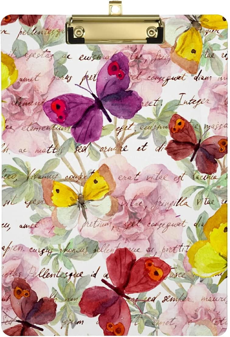KXMDXA Flowers Butterflies Clipboard Hardboard Wood Nursing Clip Board ...