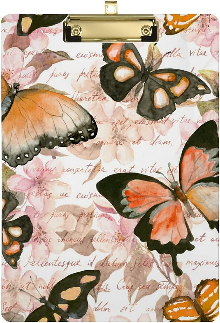 KXMDXA Flowers Butterflies Text Clipboard Hardboard Wood Nursing Clip ...