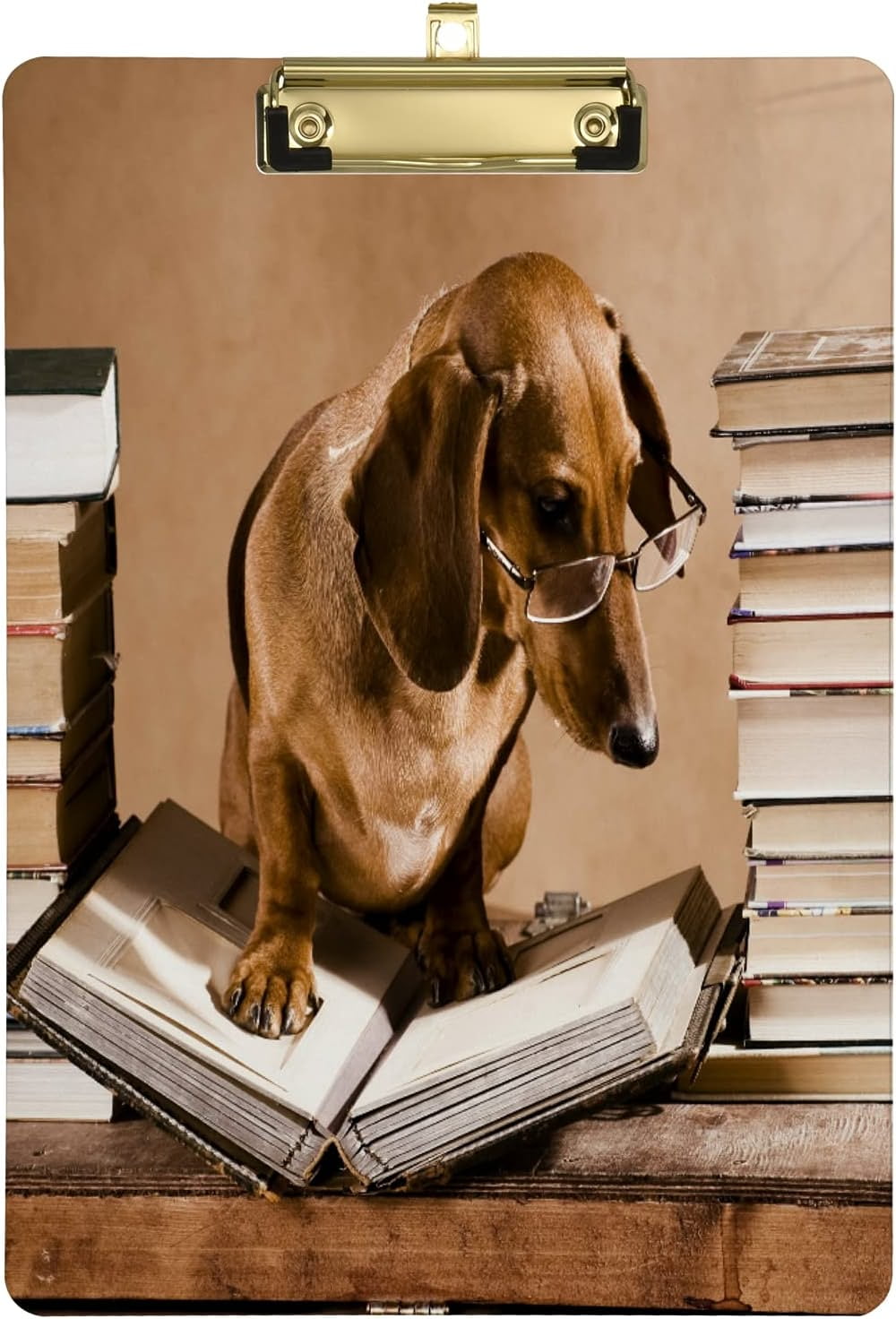 KXMDXA Funny Dachshund Dog Reading Book Retro Clipboard Hardboard Wood ...