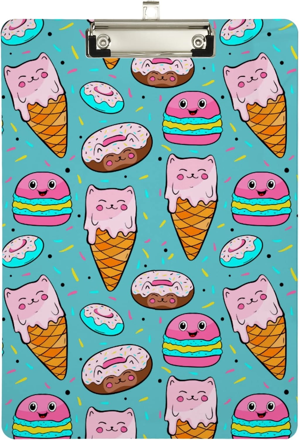 KXMDXA Funny Donuts Cartoon Clipboard Hardboard Wood Nursing Clip Board and Pull for Standard A4 ...