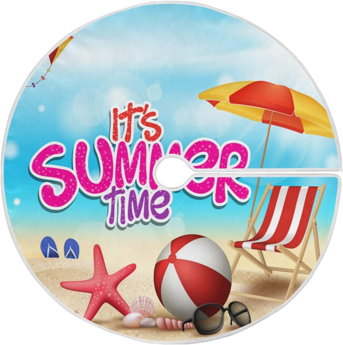 KXMDXA Funny Tropical Summer Beach Xmas Christmas Tree Skirt Stand Mat ...