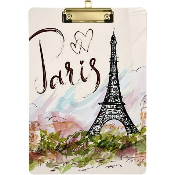 KXMDXA Hand Drawn Paris Clipboard Hardboard Wood Nursing Clip Board and ...