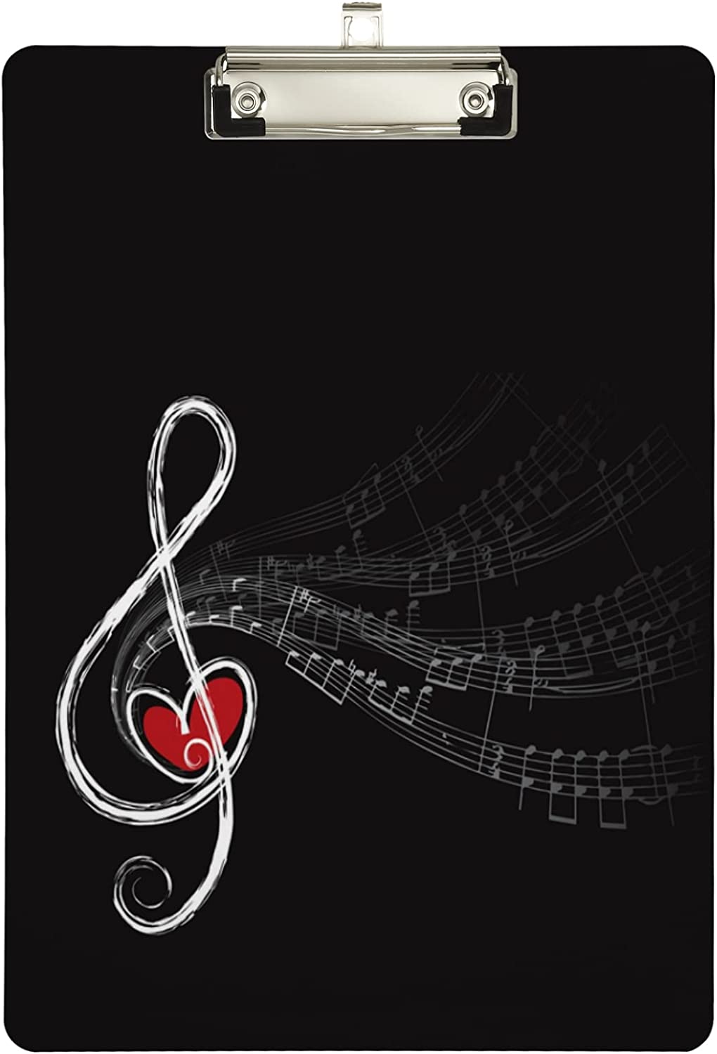 KXMDXA Heart in Music Notes Art Clipboard Hardboard Wood Nursing Clip ...