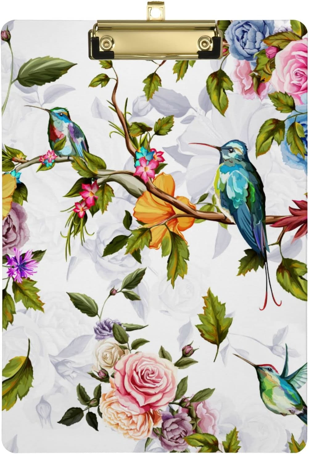 KXMDXA Hummingbirds Spring Clipboard Hardboard Wood Nursing Clip Board ...