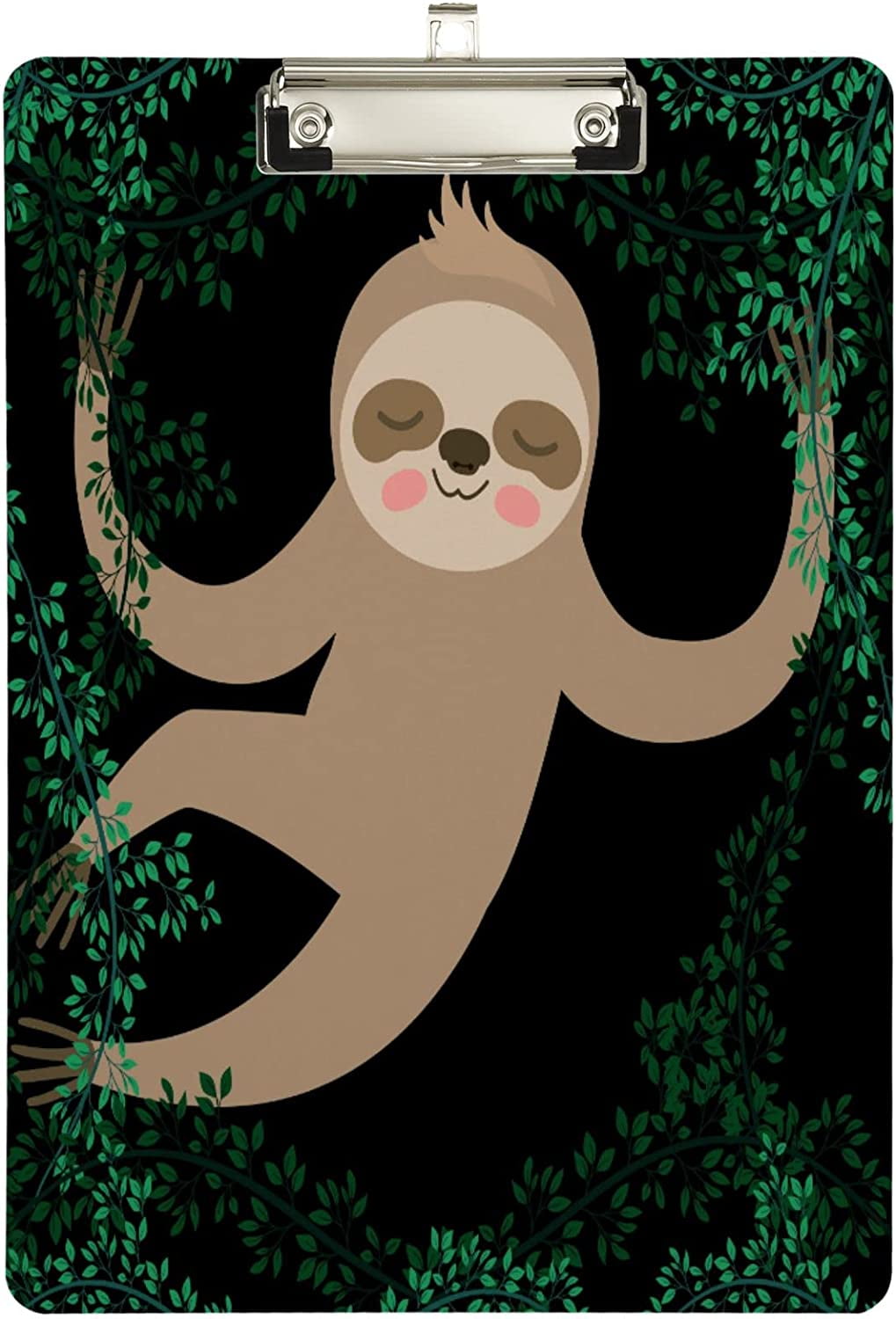 KXMDXA Jungle Leaves Sloth Clipboard Hardboard Wood Nursing Clip Board ...