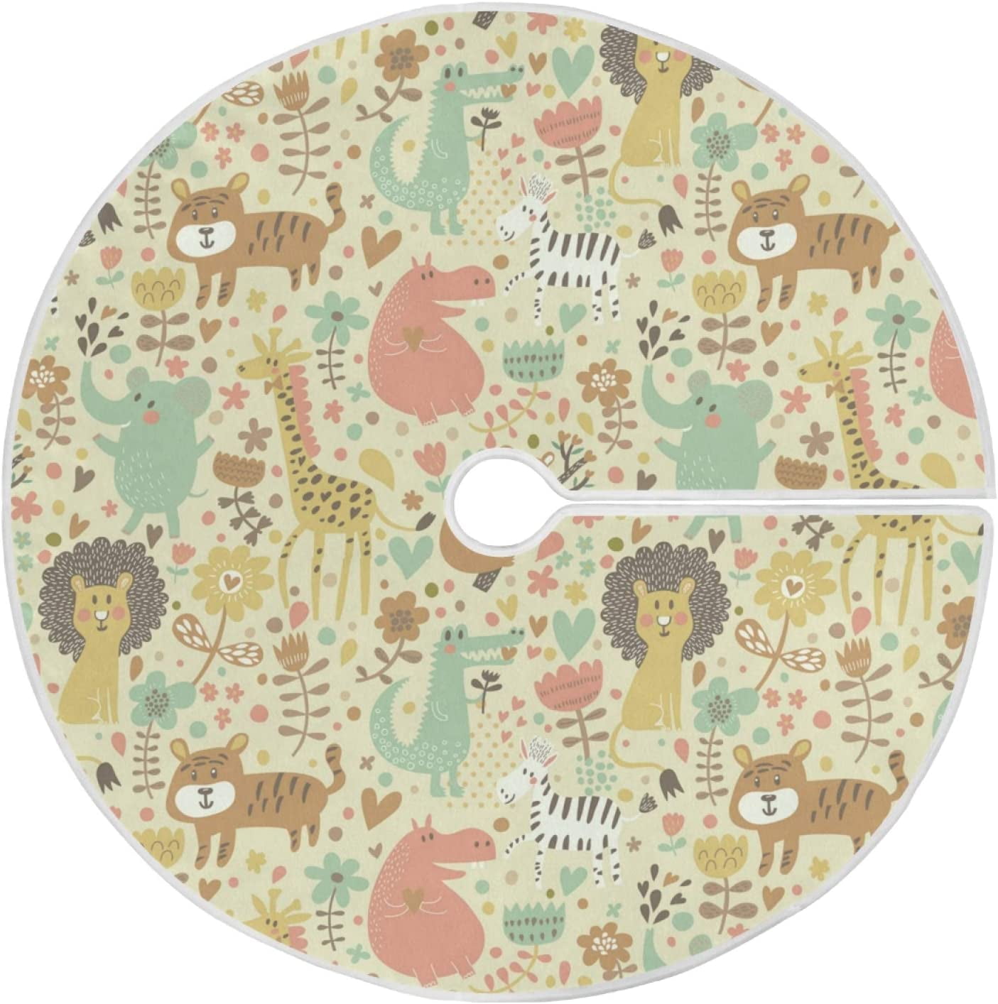 KXMDXA Lion Tiger Sloth Xmas Christmas Tree Skirt Stand Mat for Holiday ...