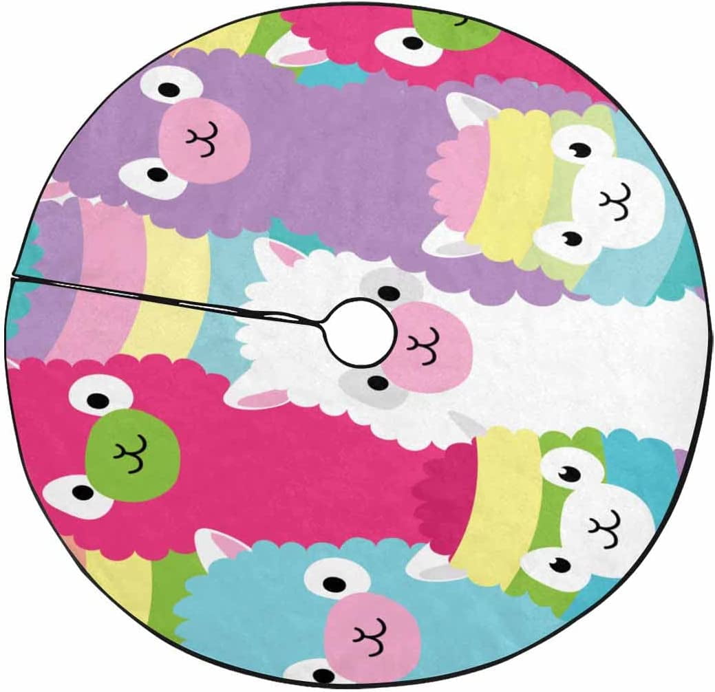 KXMDXA Llama Alpaca Family Xmas Christmas Tree Skirt Stand Mat for ...