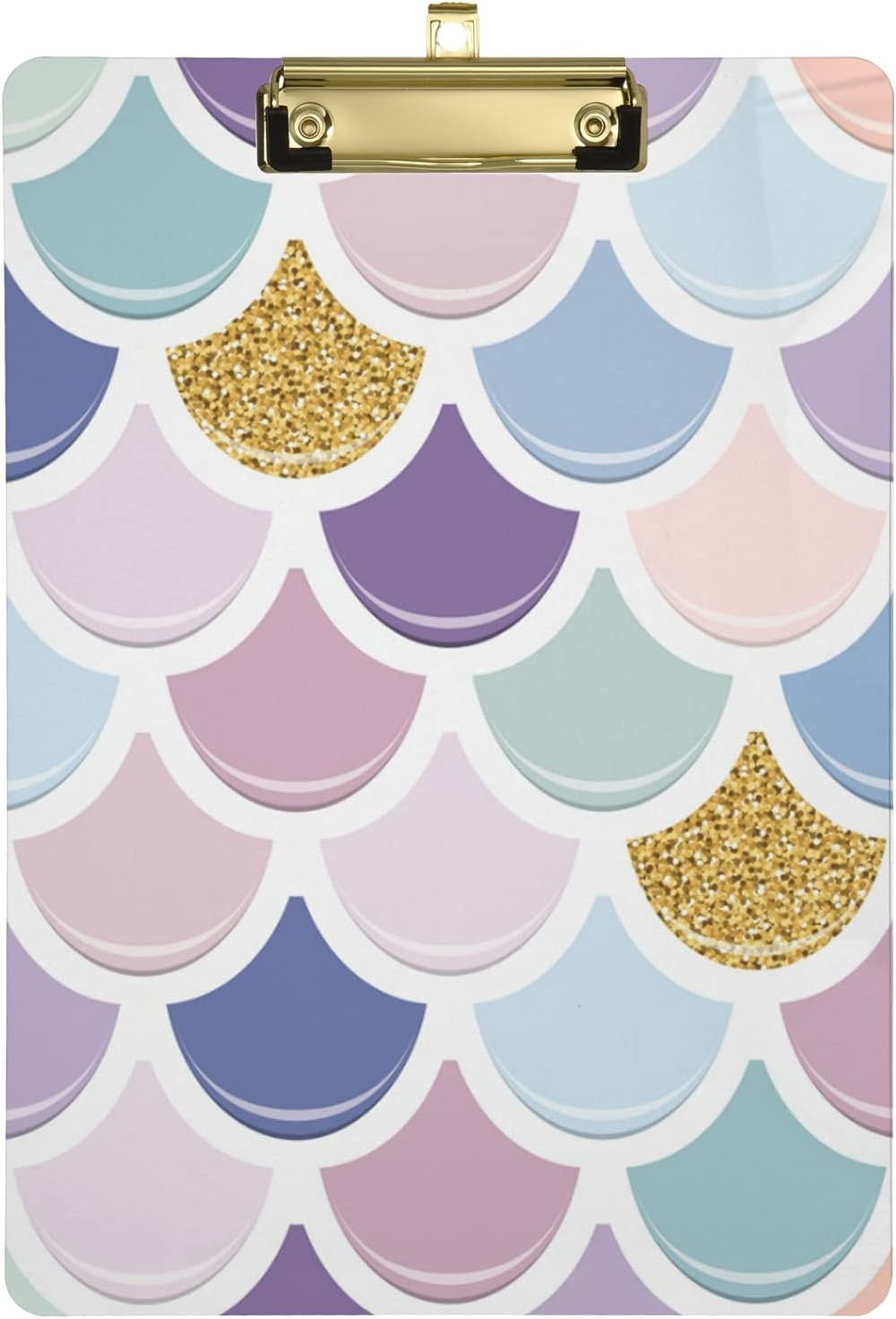 KXMDXA Mermaid Gold Glitter Clipboard Hardboard Wood Nursing Clip Board ...