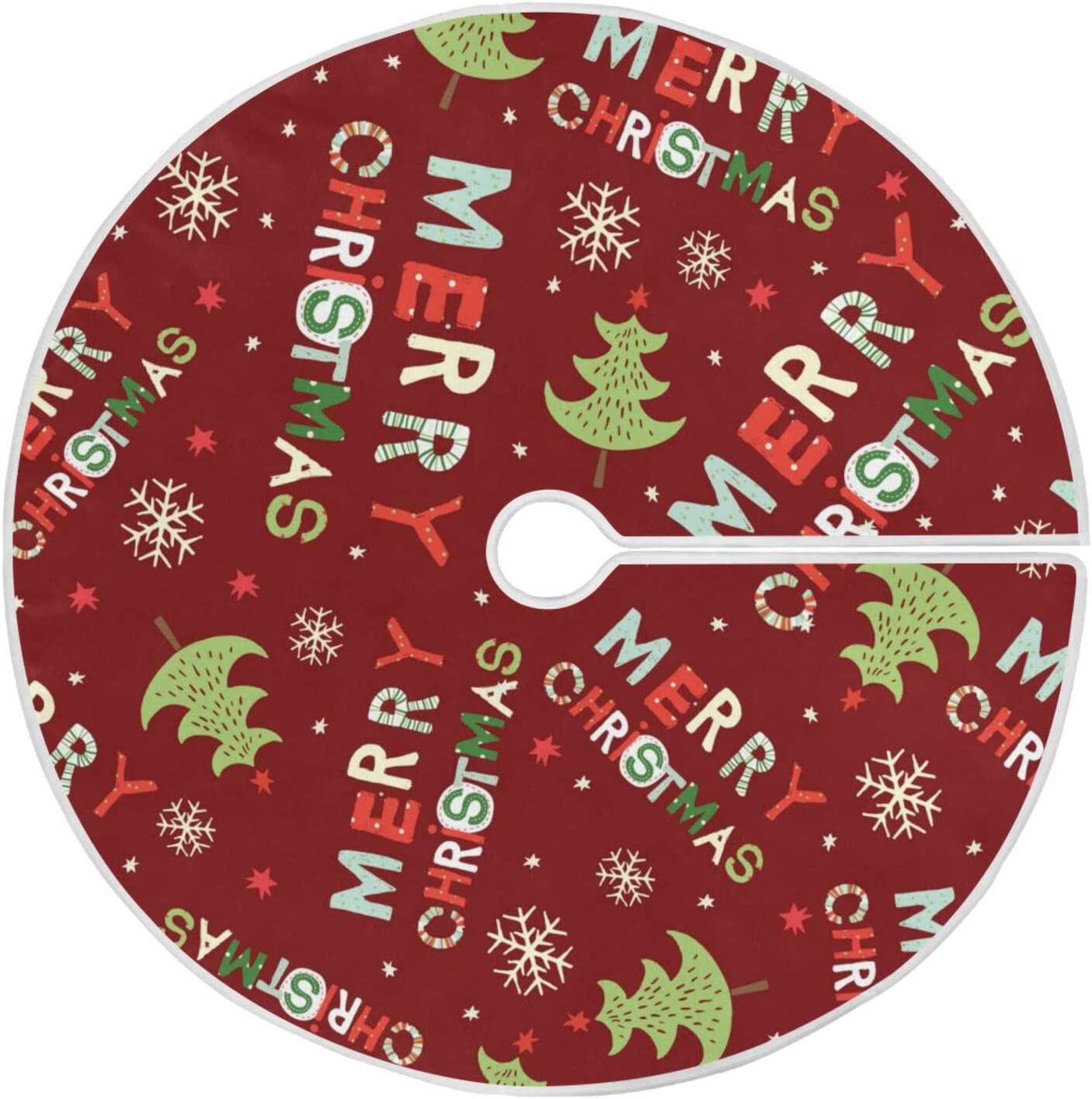 KXMDXA Merry Christmas Words Pattern Xmas Christmas Tree Skirt Stand ...