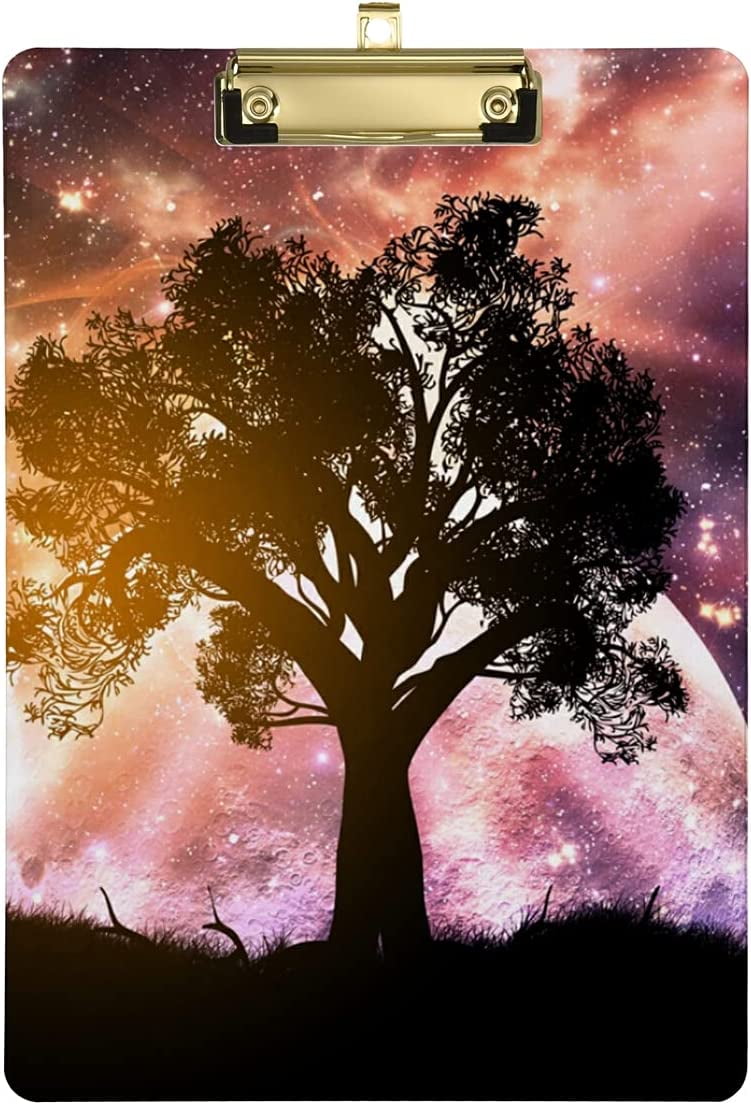 KXMDXA Moon Starry Sky Tree Clipboard Hardboard Wood Nursing Clip Board ...