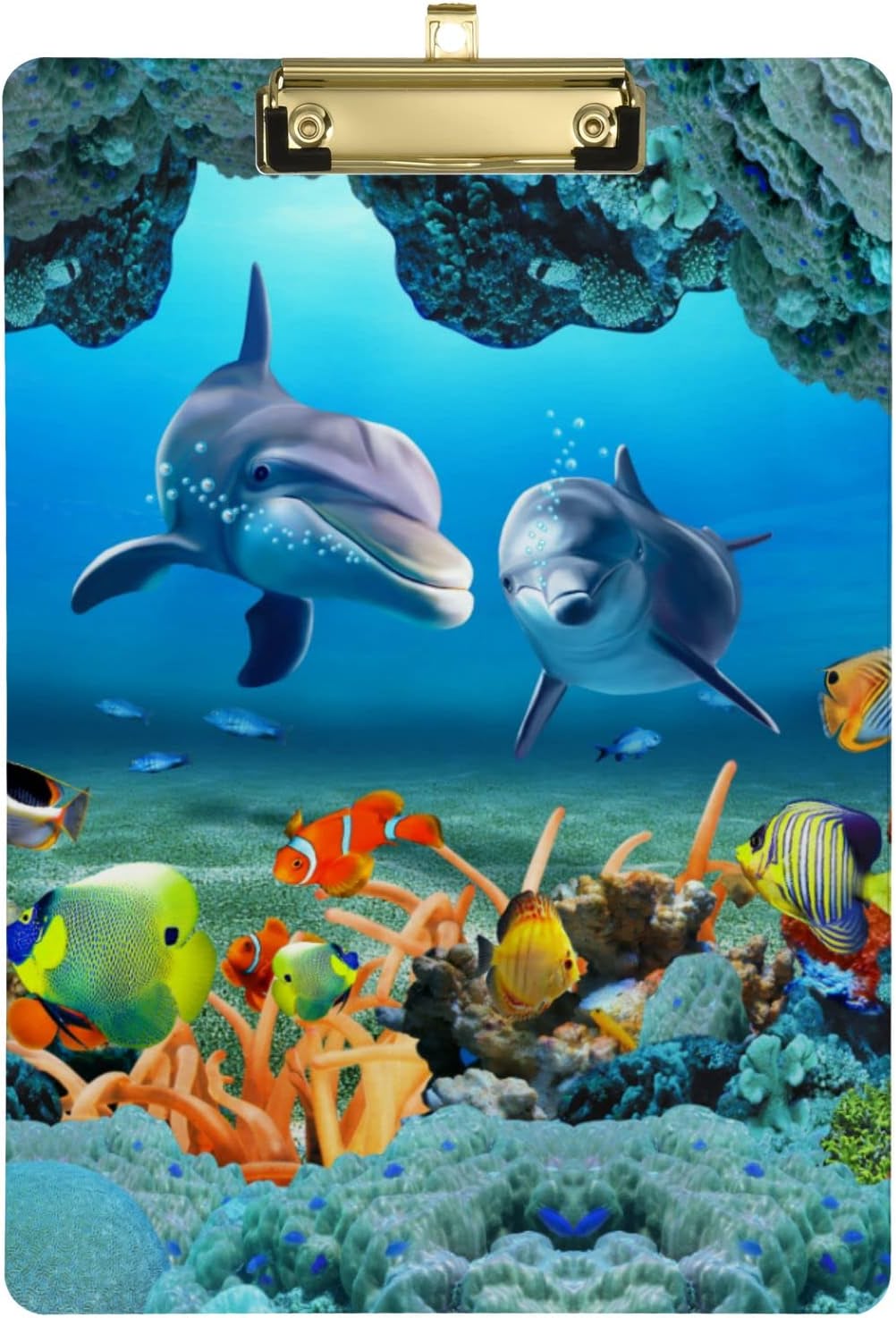 KXMDXA Ocean Dolphin Tropical Fish Clipboard Hardboard Wood Nursing ...