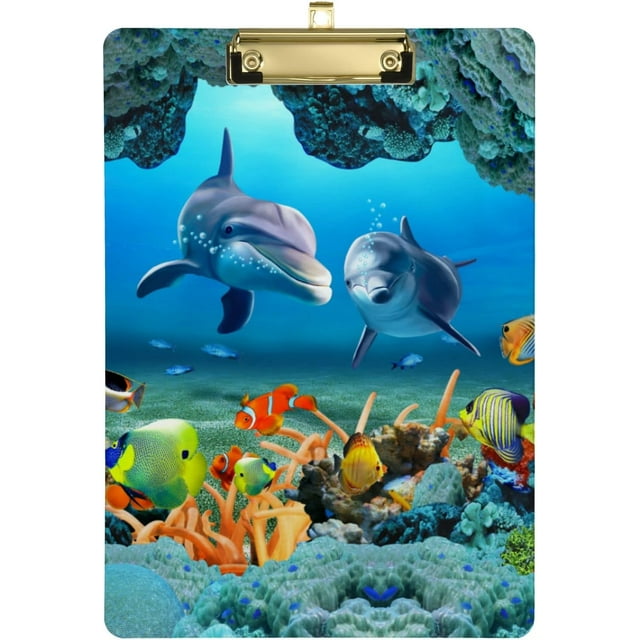 KXMDXA Ocean Dolphin Tropical Fish Clipboard Hardboard Wood Nursing ...