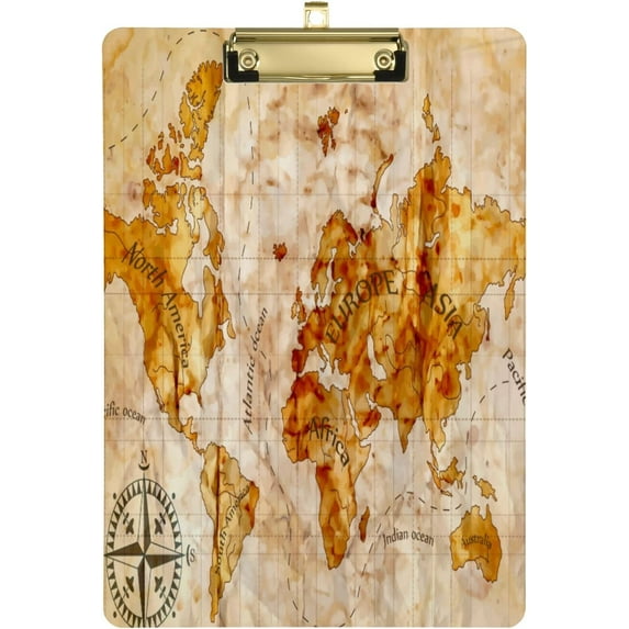 KXMDXA Old Map Clipboard Hardboard Wood Nursing Clip Board and Pull for ...