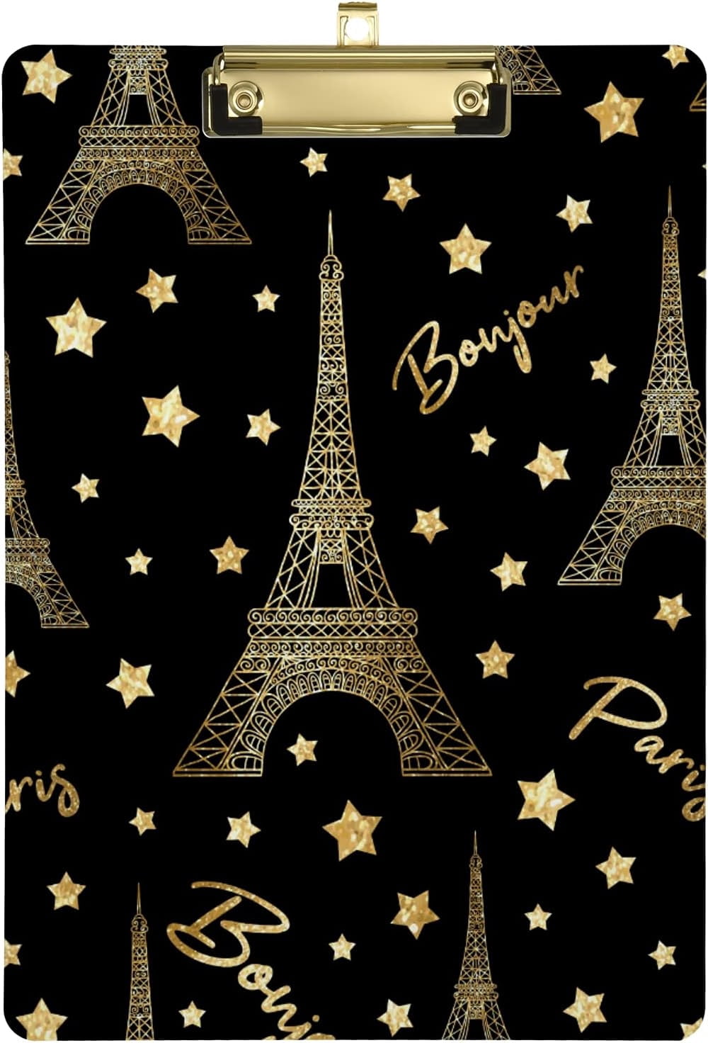KXMDXA Paris Romantic Gold Glitter StarsEiffel Tower Clipboard ...
