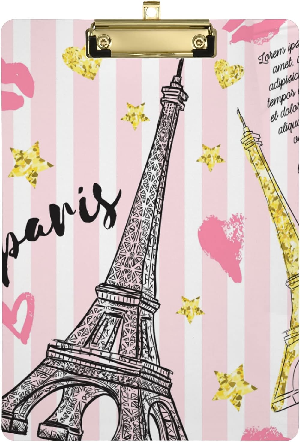 KXMDXA Paris Vintage Eiffel Tower Hearts Stars Clipboard Hardboard Wood ...