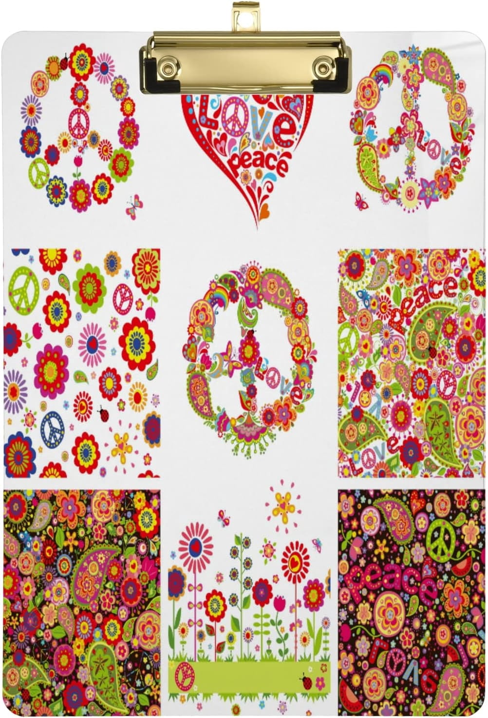 KXMDXA Peace Sign Paisley Flower Stylish Poppy Clipboard Hardboard Wood ...