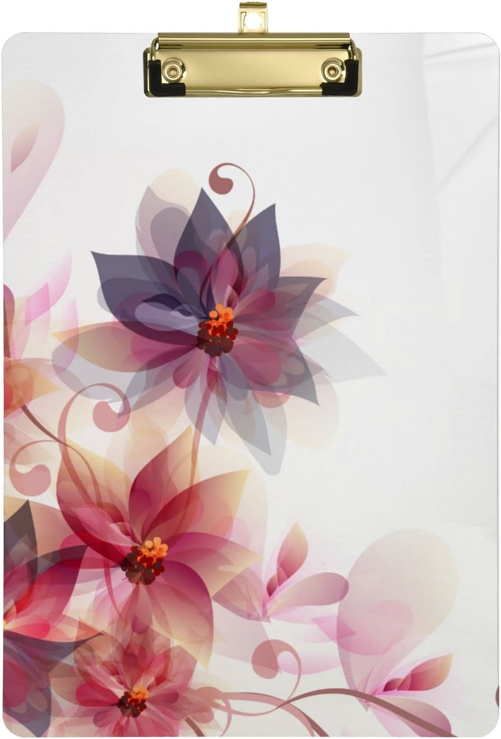 KXMDXA Pink Flowers Clipboard Hardboard Wood Nursing Clip Board and ...