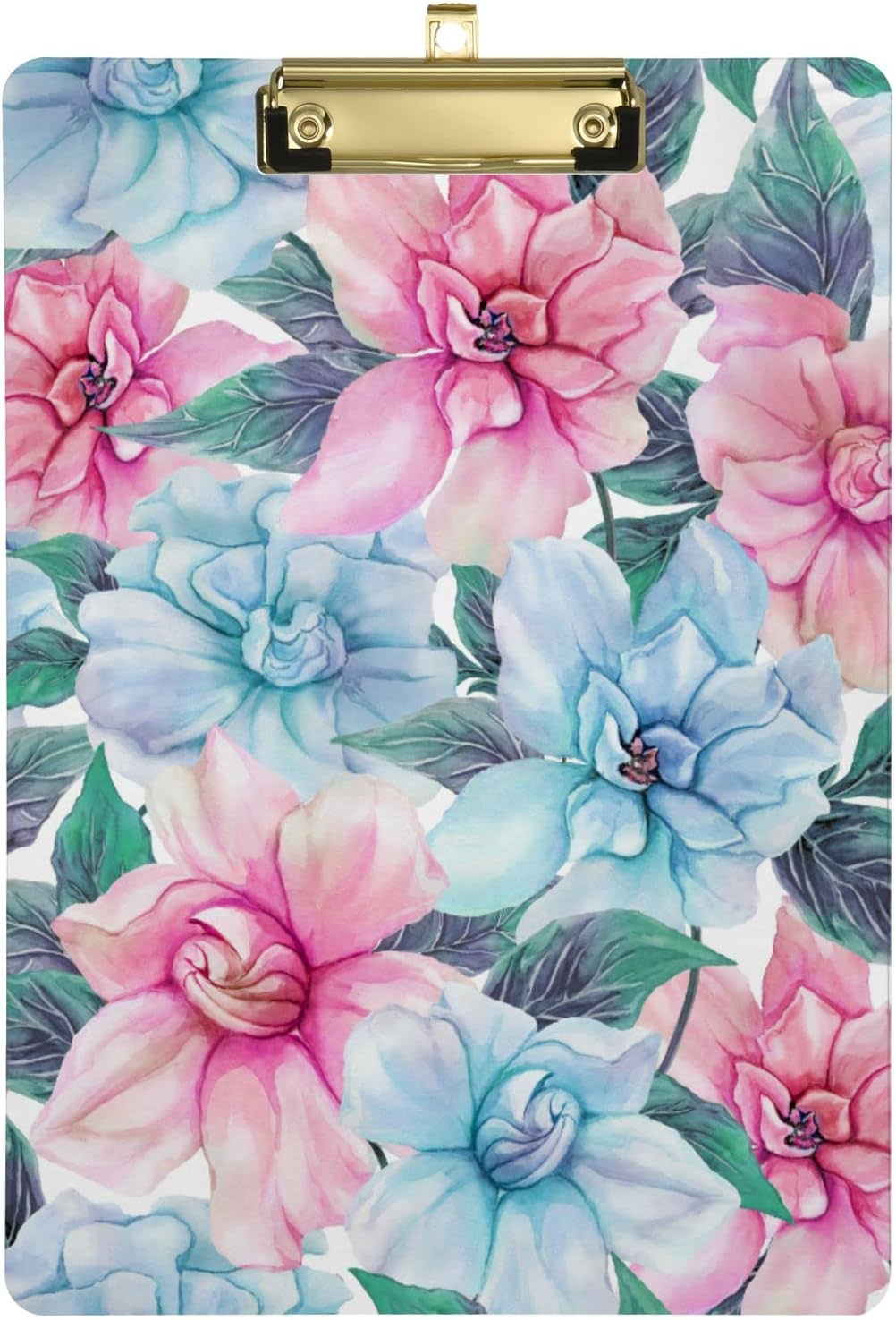 KXMDXA Pink Poppy Blue Flower Clipboard Hardboard Wood Nursing Clip Board and Pull for Standard ...