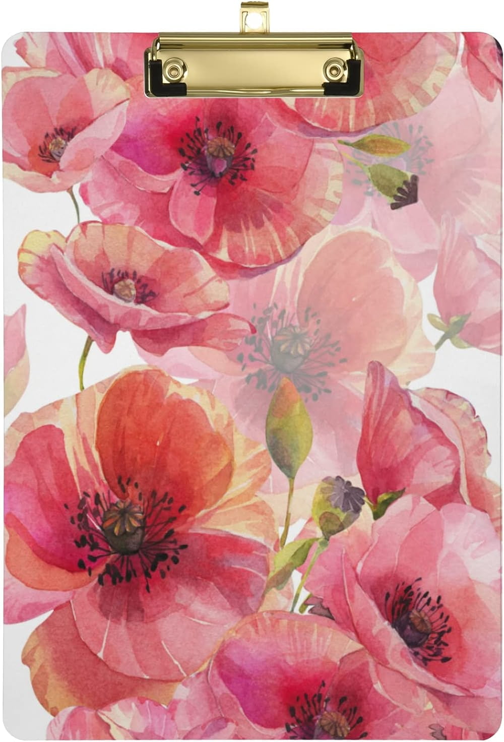 KXMDXA Pink Poppy Flowers White Clipboard Hardboard Wood Nursing Clip ...