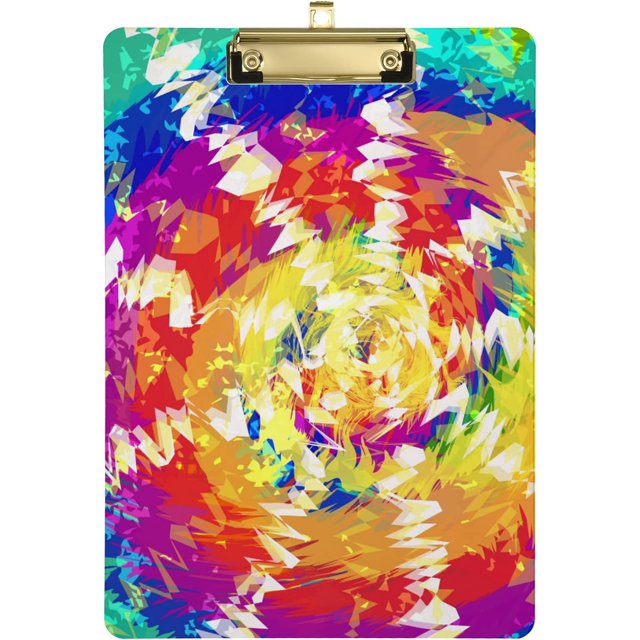 KXMDXA Rainbow Tie Dye Iridescent Dharma Gradient Clipboard Hardboard Wood Nursing Clip Board ...