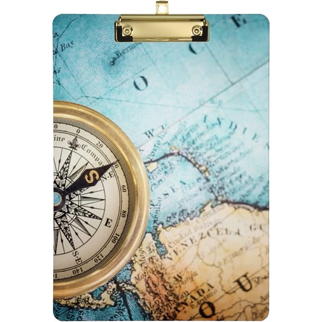 KXMDXA Retro Compass Map Clipboard Hardboard Wood Nursing Clip Board ...
