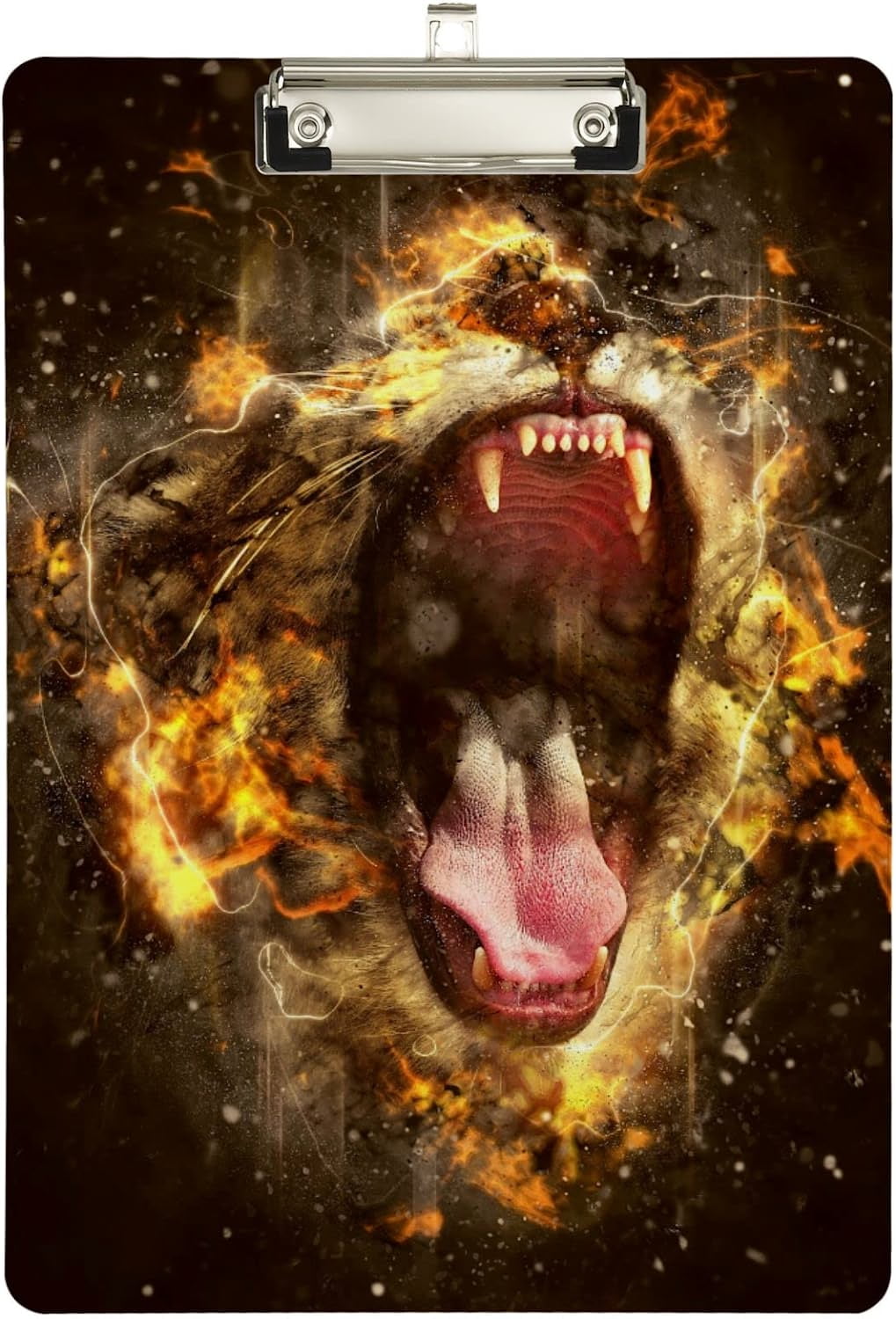 KXMDXA Roaring Lion in Fire Clipboard Hardboard Wood Nursing Clip Board ...