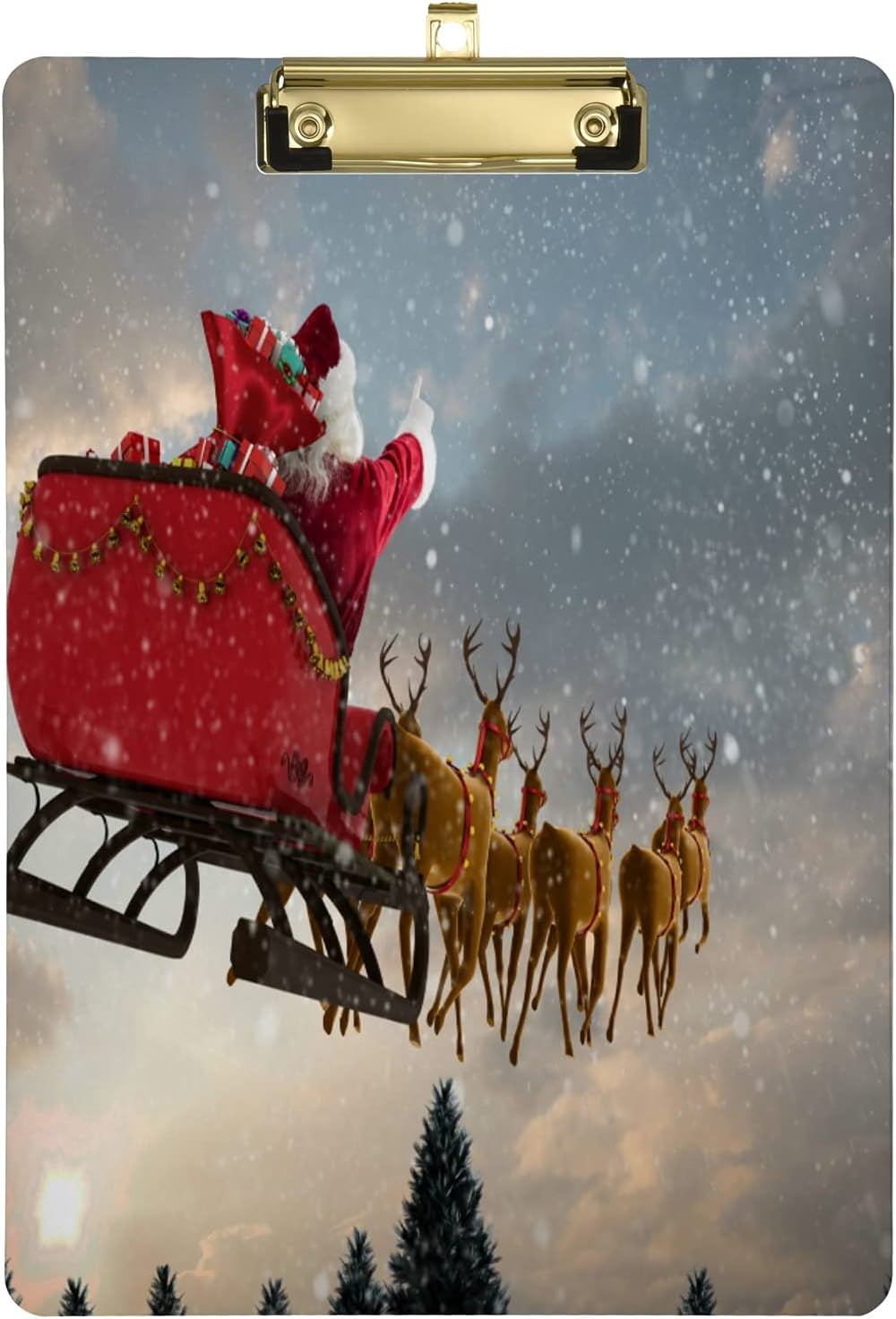 KXMDXA Santa Claus Christmas Elk Clipboard Hardboard Wood Nursing Clip ...