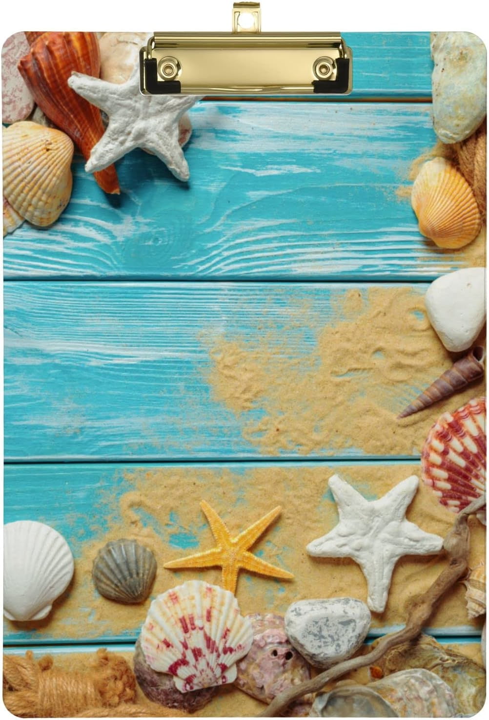 KXMDXA Sea Shells Starfishes Clipboard Hardboard Wood Nursing Clip Board and Pull for Standard ...