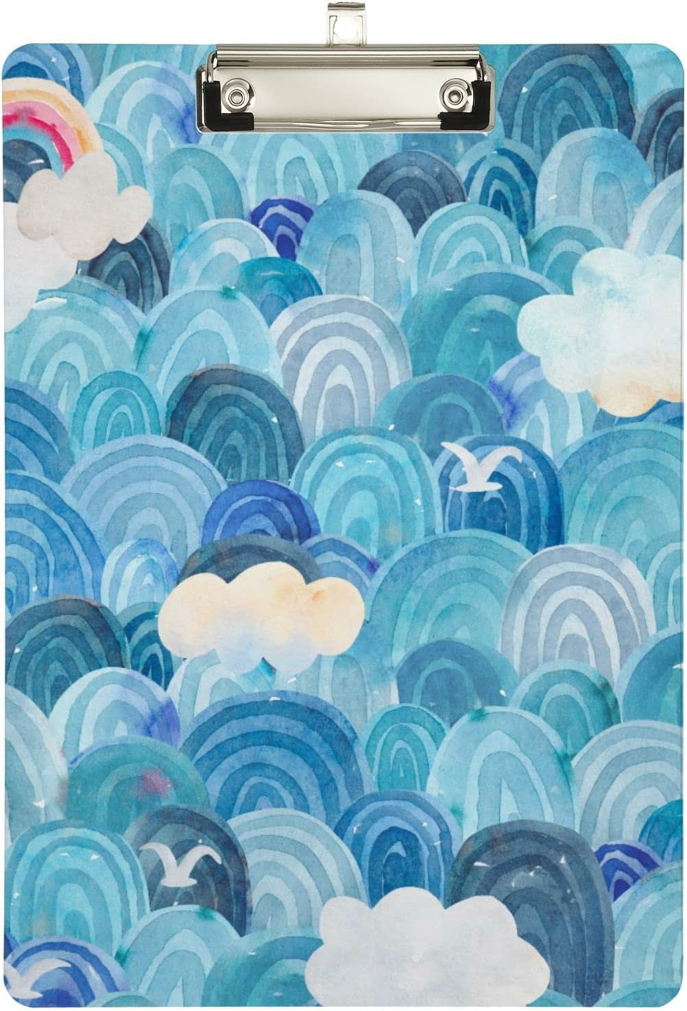 KXMDXA Sea Wave Cloud Rainbow Clipboard Hardboard Wood Nursing Clip ...