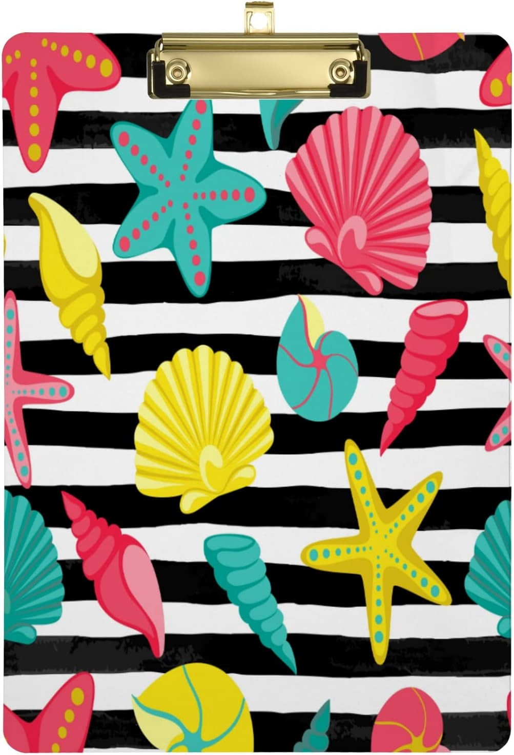 KXMDXA Seashell on Black Stripes Clipboard Hardboard Wood Nursing Clip ...