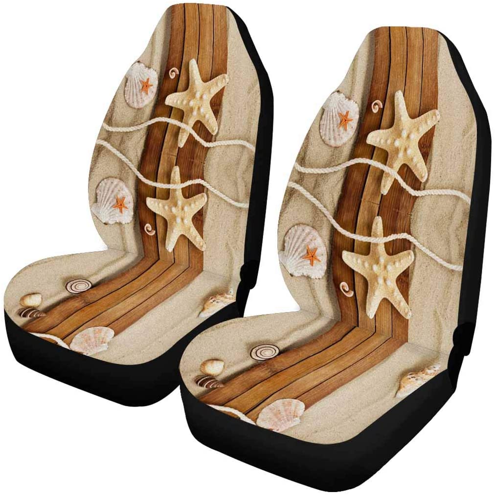 KXMDXA Set of 2 Car Seat Covers Beach Starfish Shells Universal Auto ...
