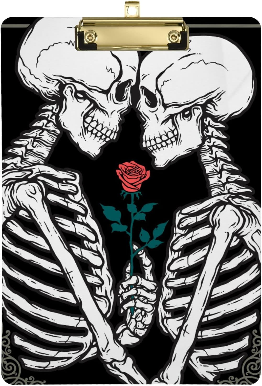 KXMDXA Skeleton Skull Rose Clipboard Hardboard Wood Nursing Clip Board ...