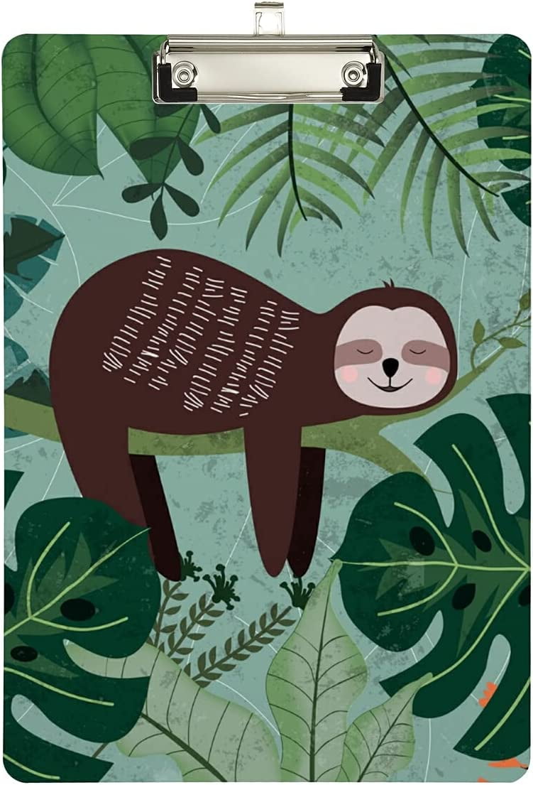 KXMDXA Sloth Sleep Tropical Clipboard Hardboard Wood Nursing Clip Board ...
