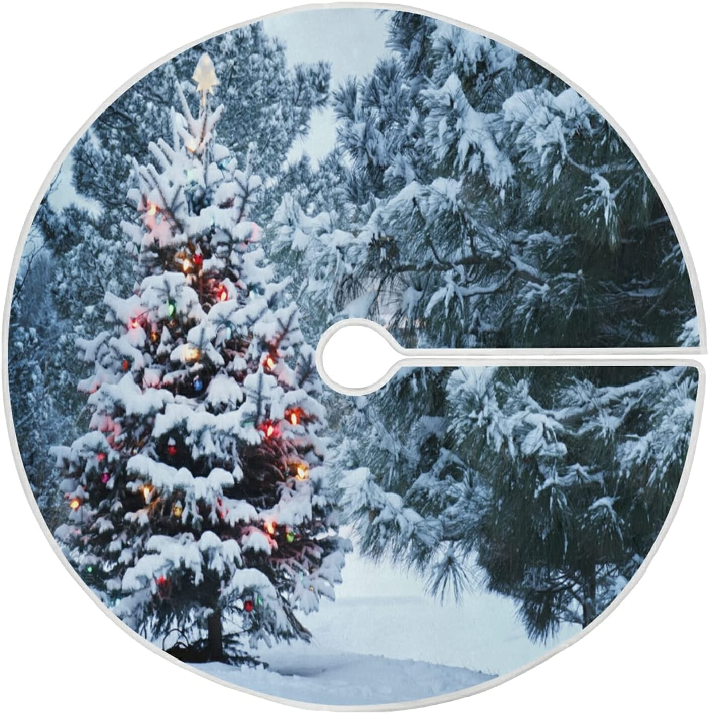 KXMDXA Snow Covered Christmas Tree Xmas Christmas Tree Skirt Stand Mat ...