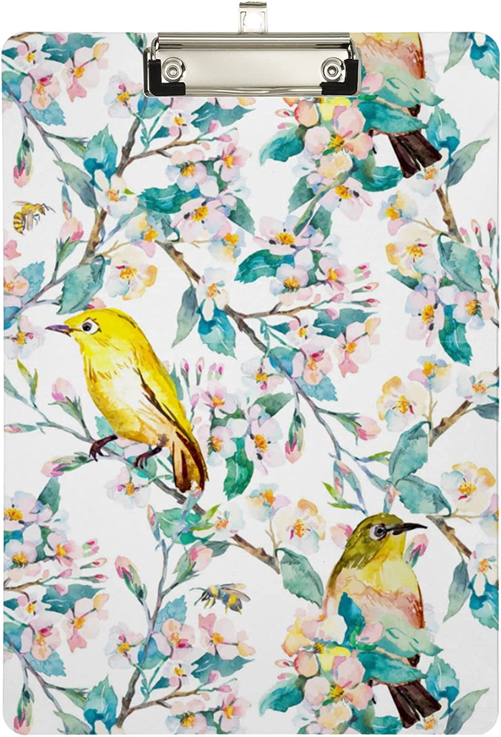 KXMDXA Spring Flower Branch Yellow Birds Clipboard Hardboard Wood ...