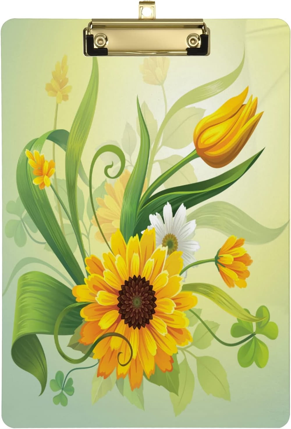 KXMDXA Spring Yellow Sunflower Clipboard Hardboard Wood Nursing Clip ...