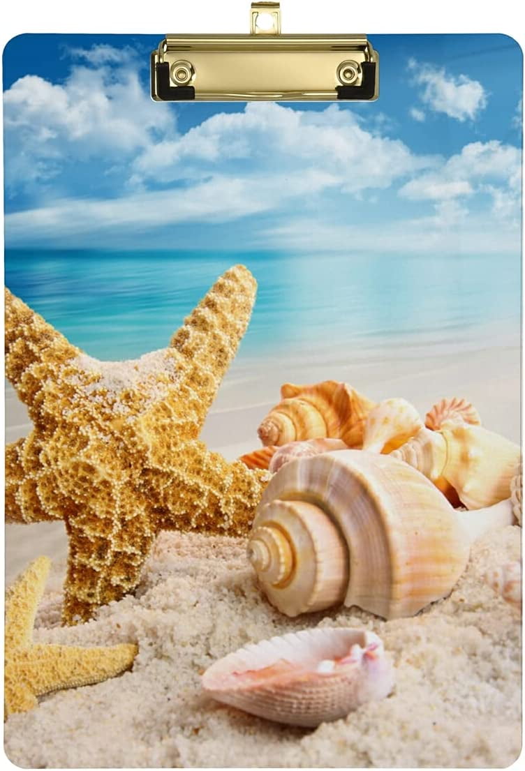 KXMDXA Starfish Seashells Beach Clipboard Hardboard Wood Nursing Clip ...