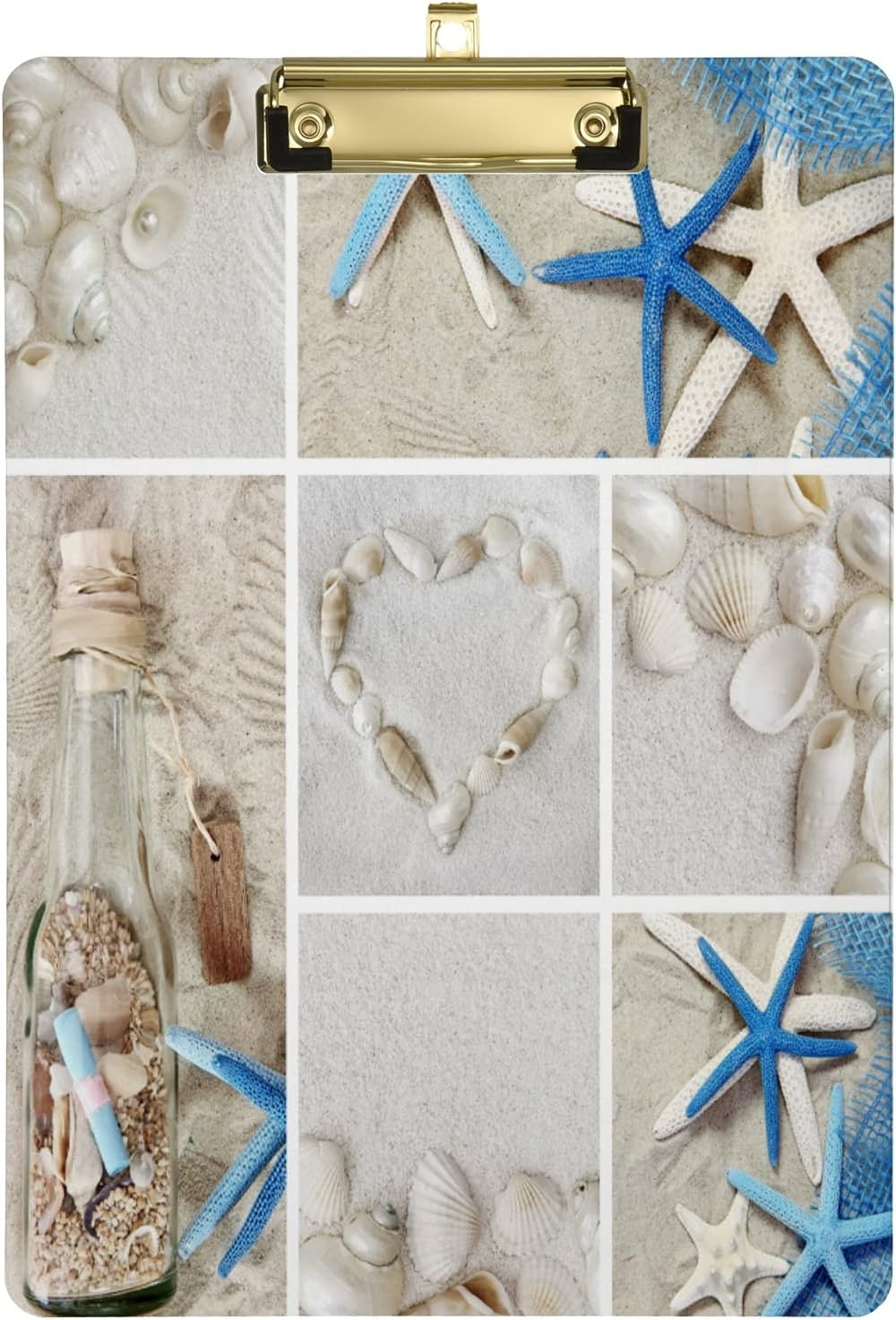 KXMDXA Summer Starfish Seashell Ocean Sea Clipboard Hardboard Wood Nursing Clip Board and Pull ...