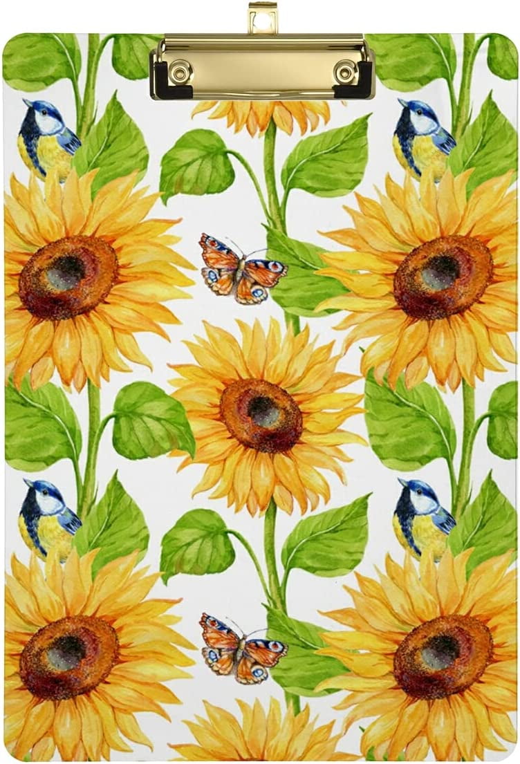 KXMDXA Sunflower Butterfly Clipboard Hardboard Wood Nursing Clip Board ...