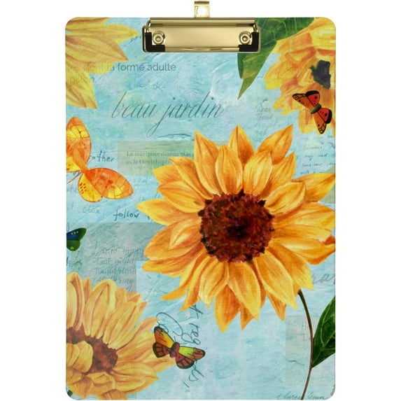 KXMDXA Sunflowers Butterflies Teal Clipboard Hardboard Wood Nursing ...