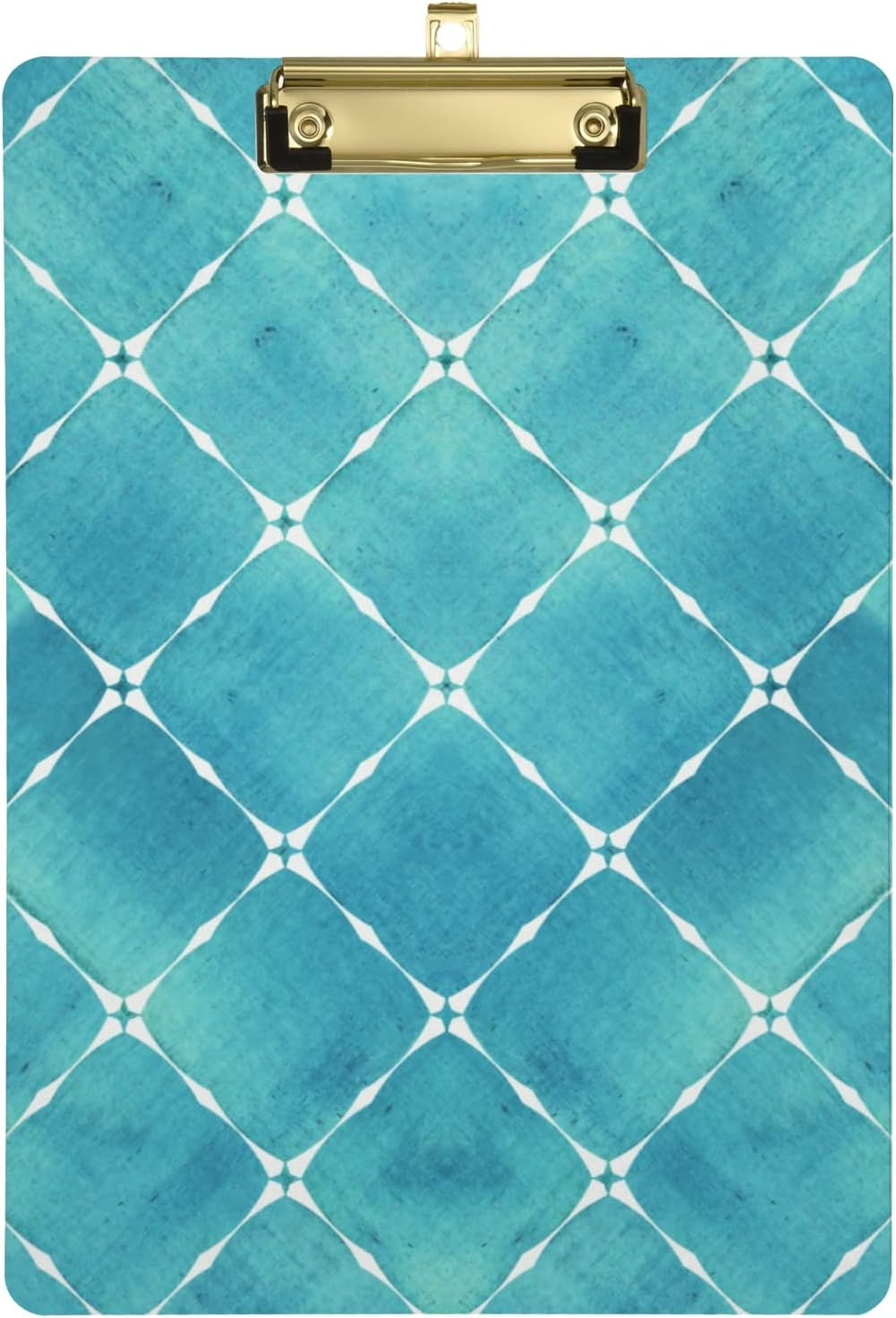 KXMDXA Teal Geometric Plaid Clipboard Hardboard Wood Nursing Clip Board ...